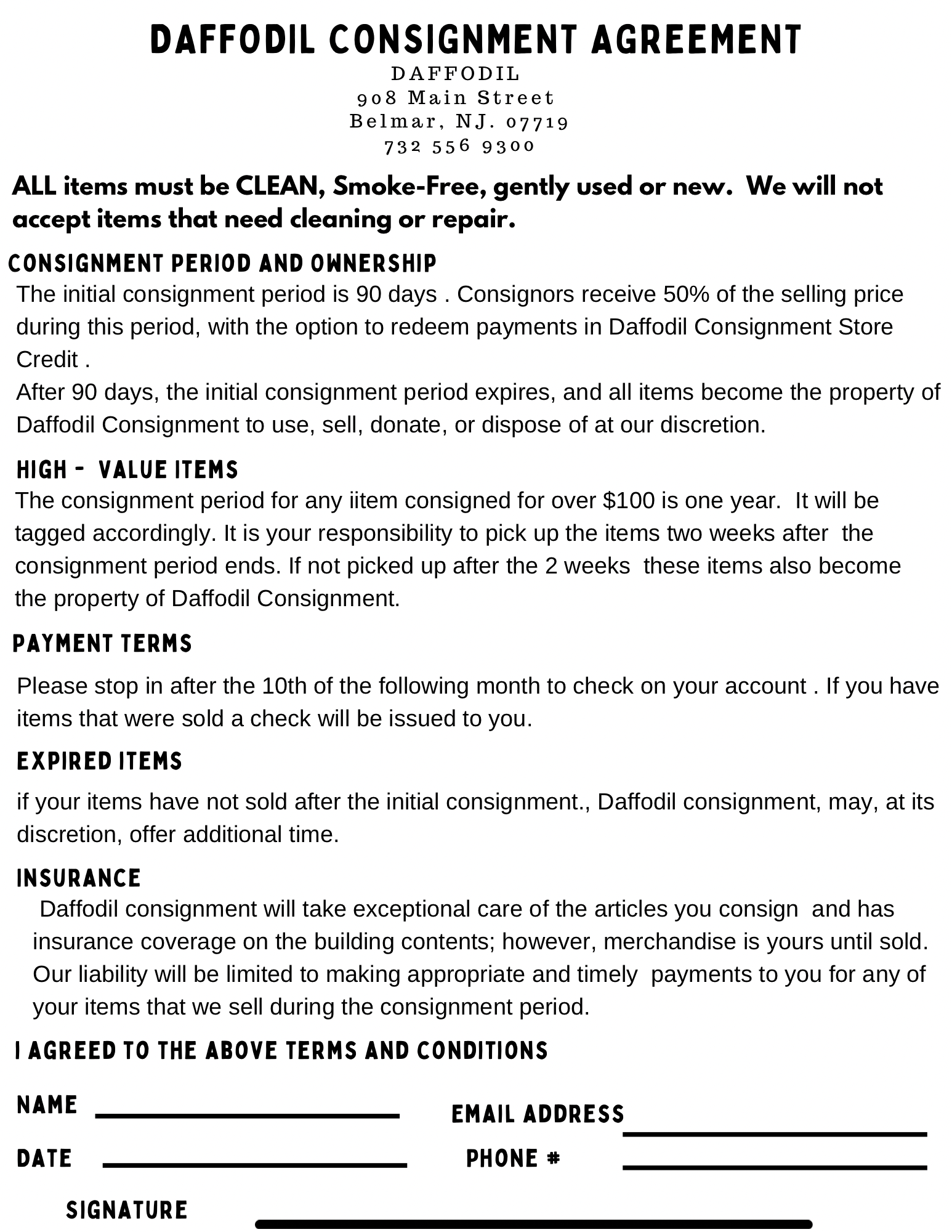 Consigning Agreement – Daffodil Consignment